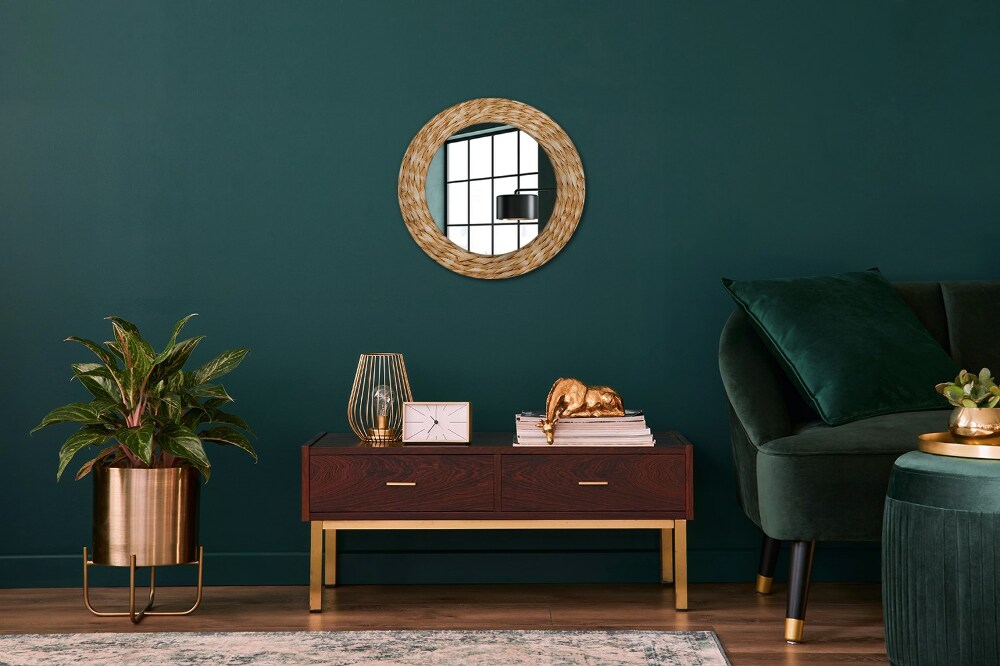 Round mirror frame with print Reed texture - Mirrormatic.com