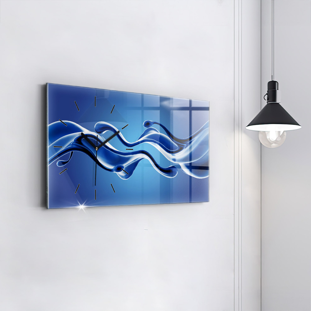 Glass wall clock rectangular Liquid abstraction - mirrormatic.com