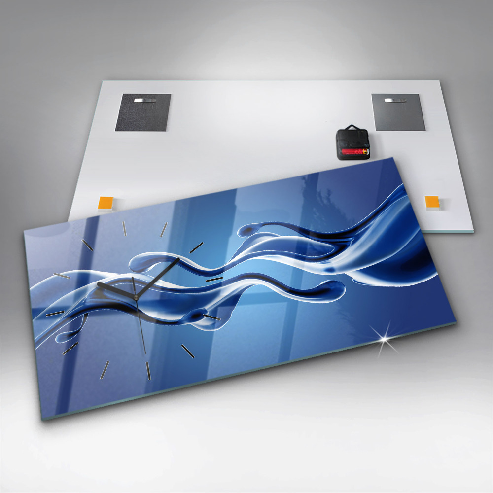 Glass wall clock rectangular Liquid abstraction - mirrormatic.com